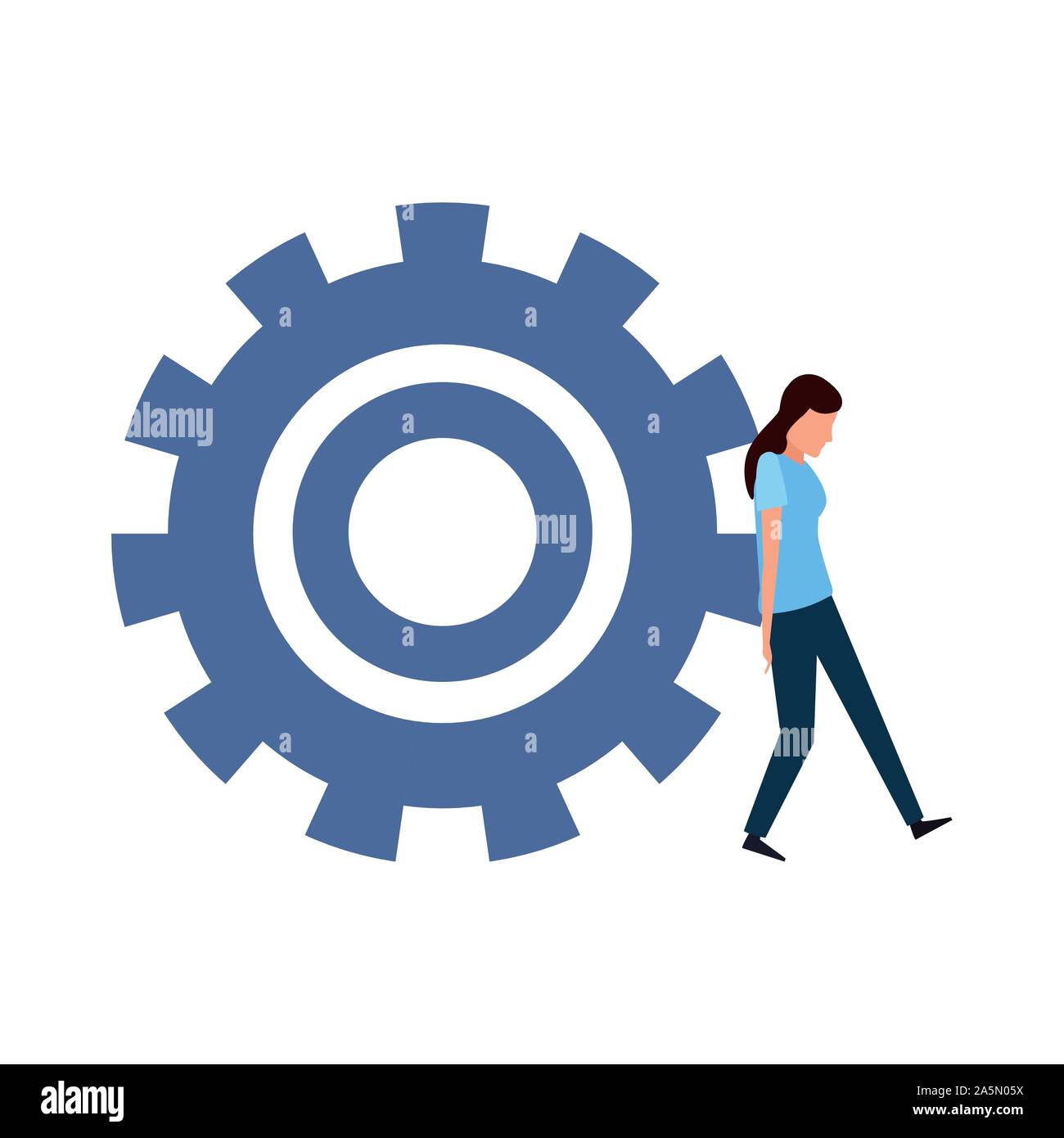 avatar woman with big gear wheel Stock Vector Image & Art - Alamy
