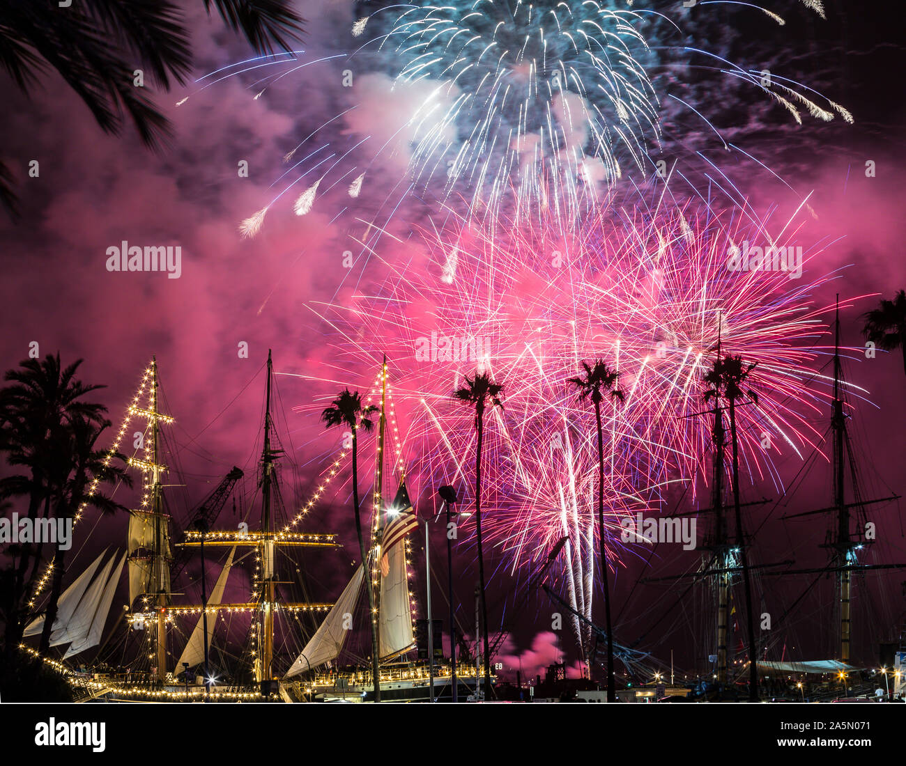big bay boom fireworks san diego over star of india and HMS Surprise ...