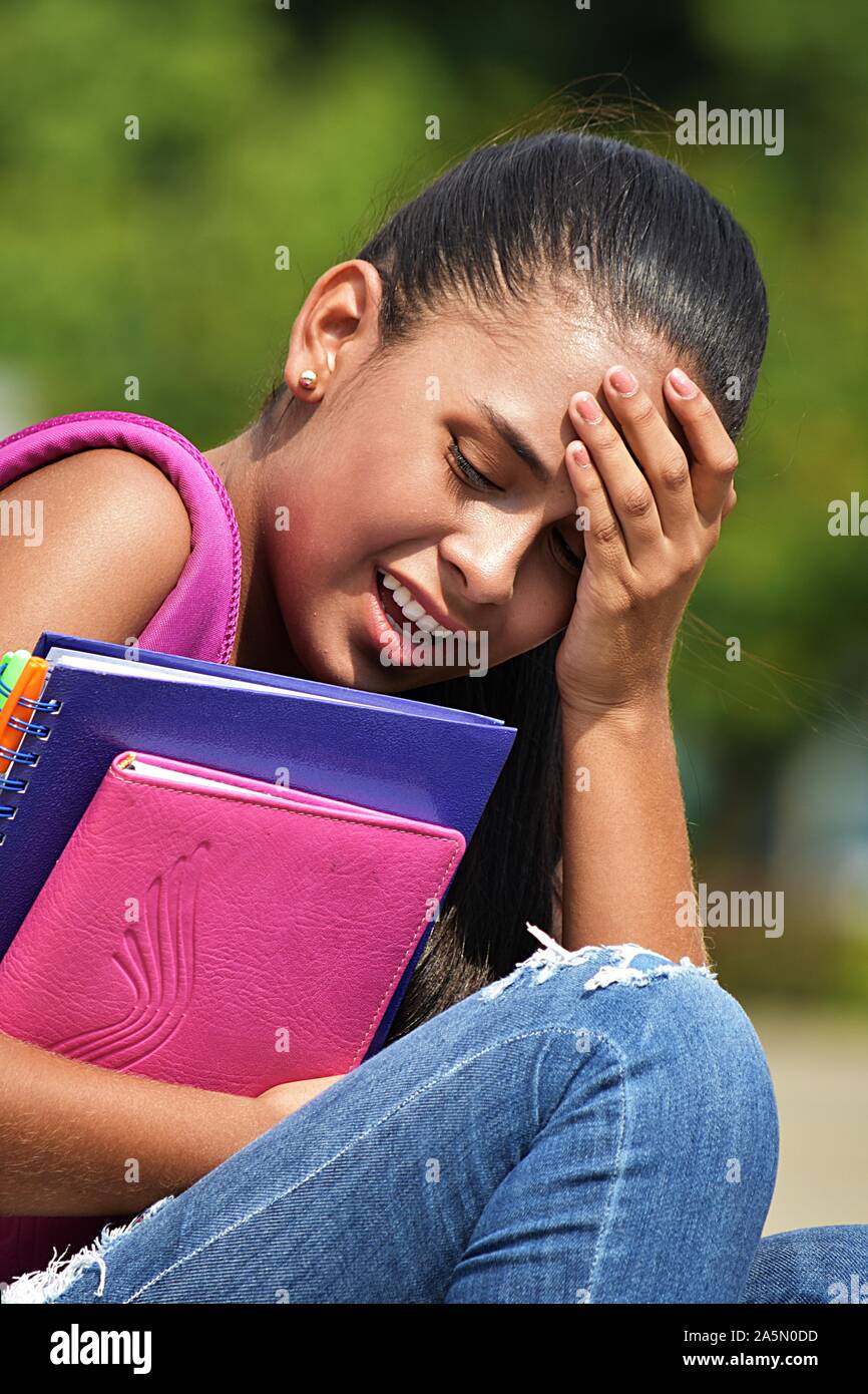 School Girl And Worry Stock Photo - Alamy