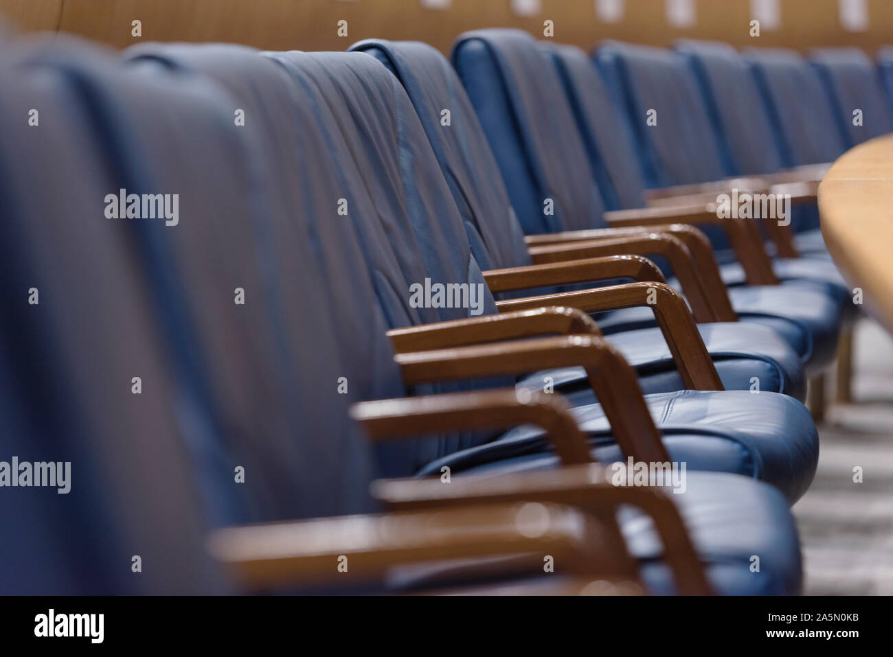 Conference hall or seminar room, row of empty seat in auditorium or ...