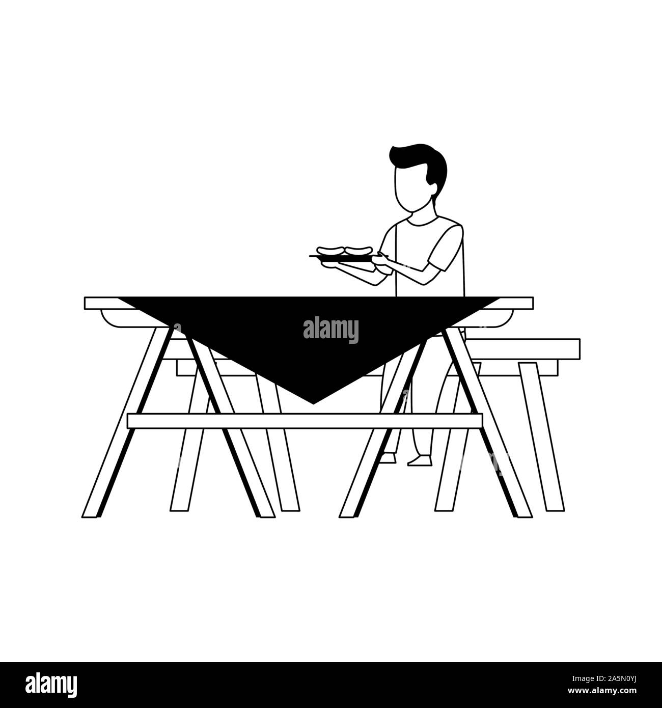 Picnic food on table top view Stock Vector Images - Alamy