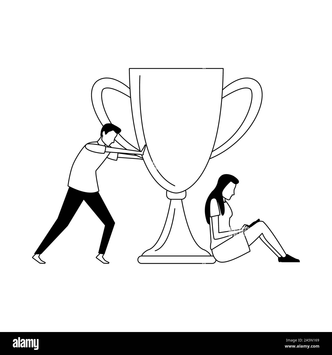 Trophy happy face illustration Stock Vector Images - Alamy