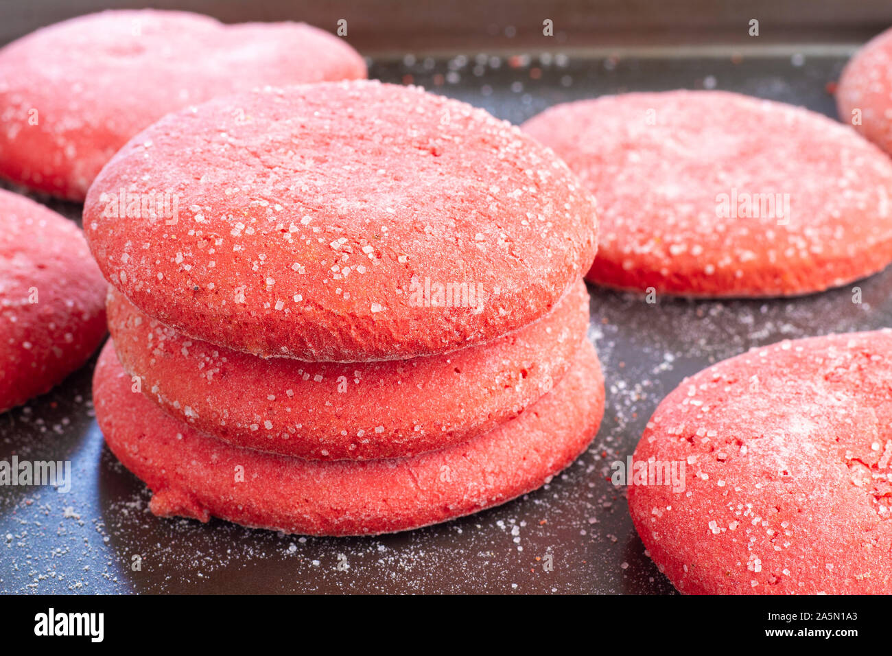 Stack of red cookies, typical food of colombia, close-up Stock Photo ...