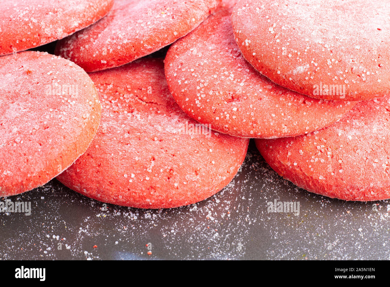 Stack of red cookies, typical food of colombia, close-up Stock Photo ...