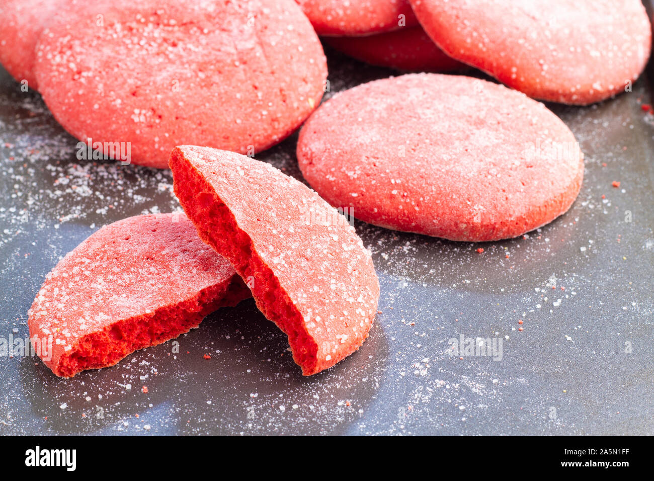 Stack of red cookies, typical food of colombia, close-up Stock Photo ...