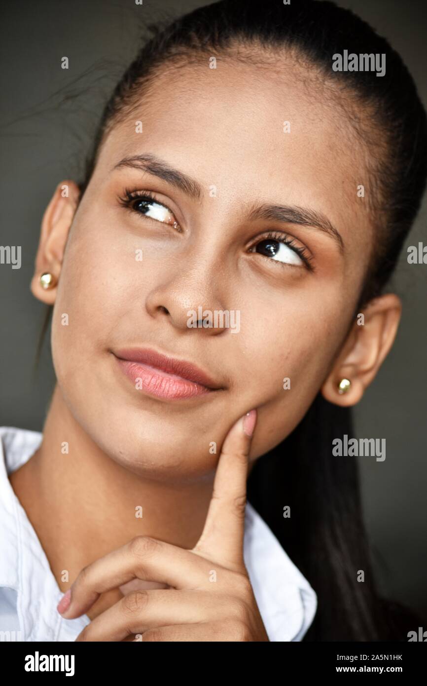 Thinking Youthful Female Youngster Stock Photo - Alamy