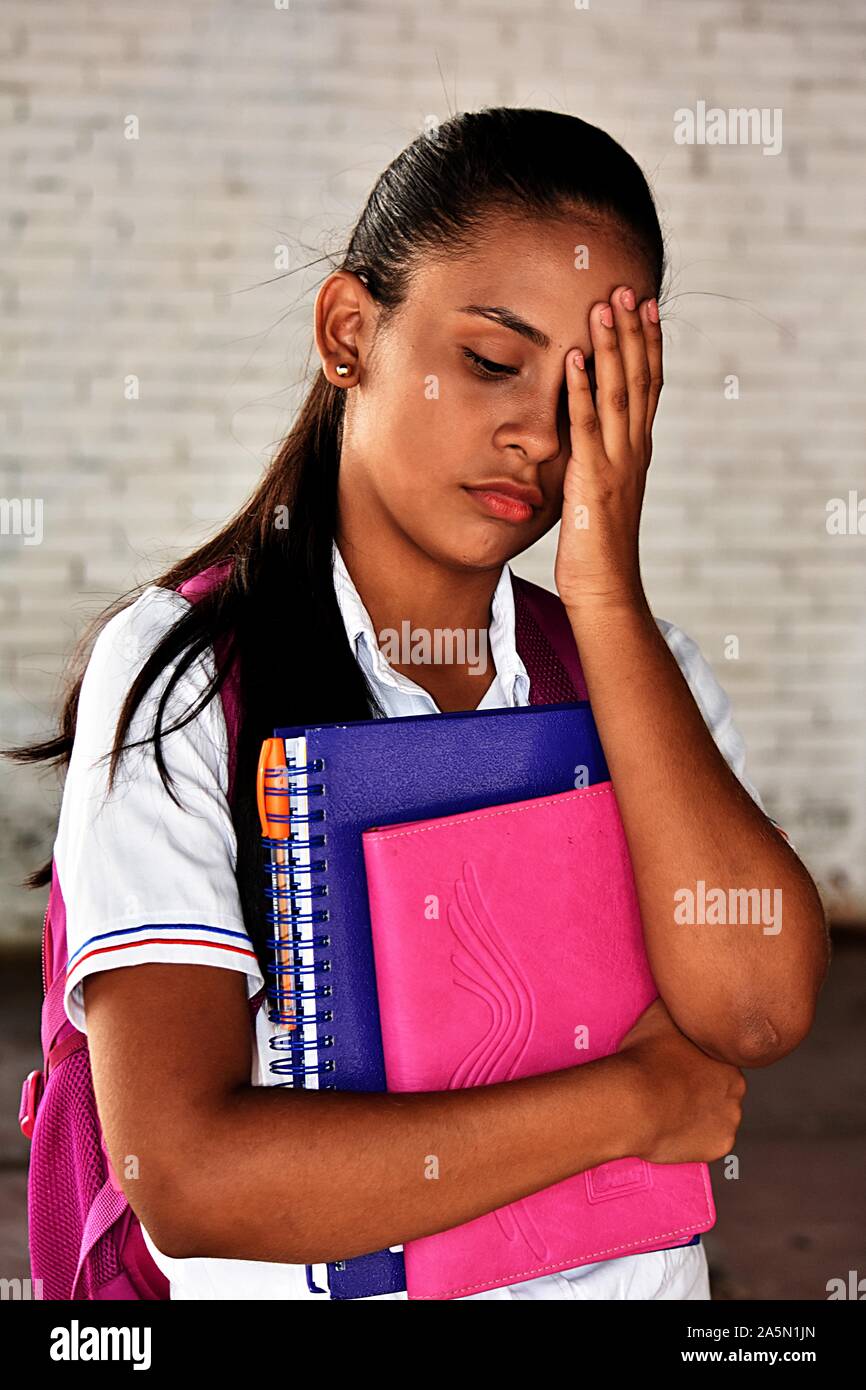 Depressed Young Girl Student Stock Photo - Alamy