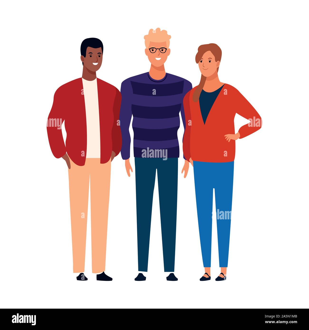 cartoon friends standing icon, colorful design Stock Vector Image & Art ...