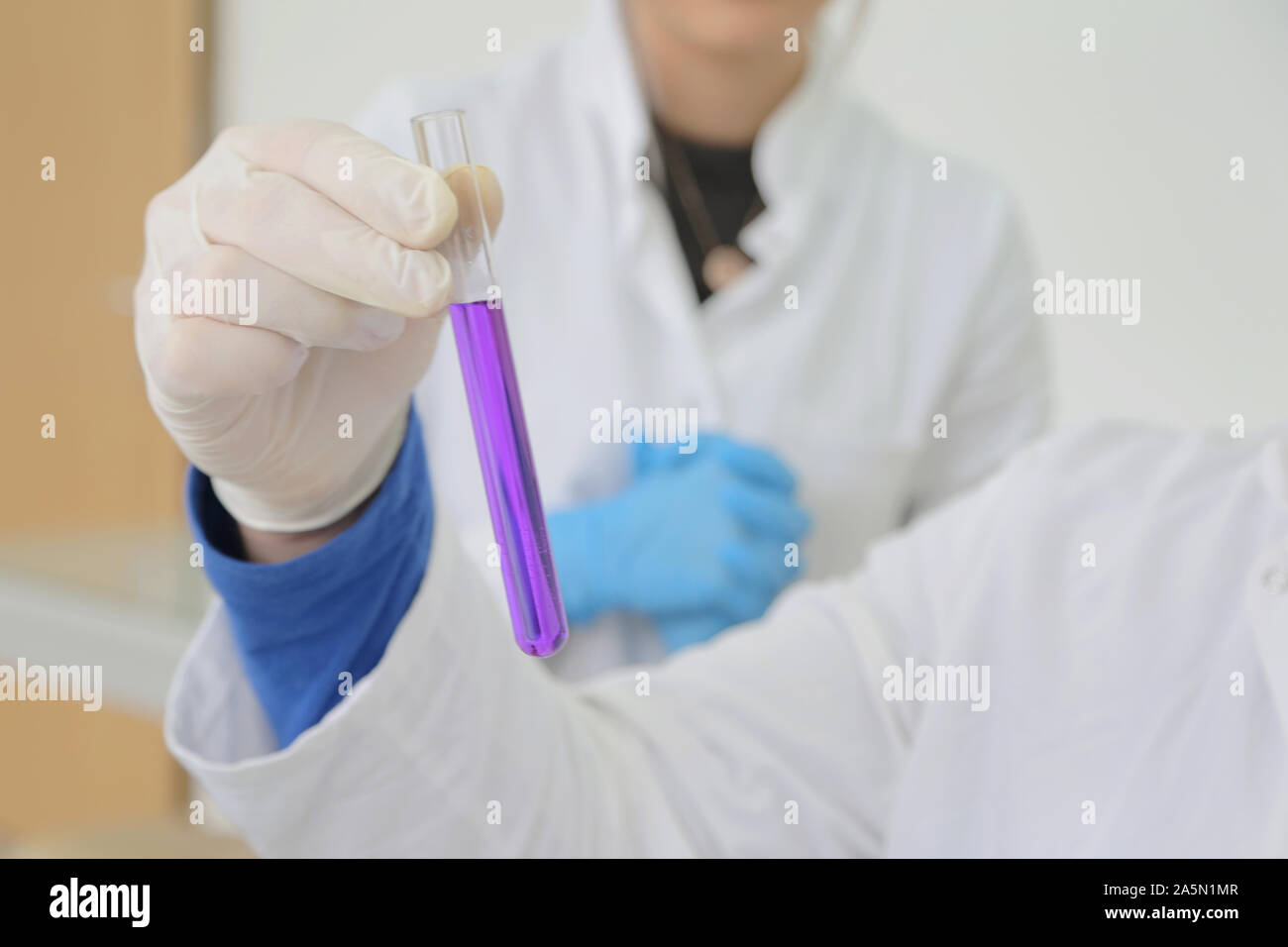 Group of young Laboratory scientists working at lab with test tubes and ...