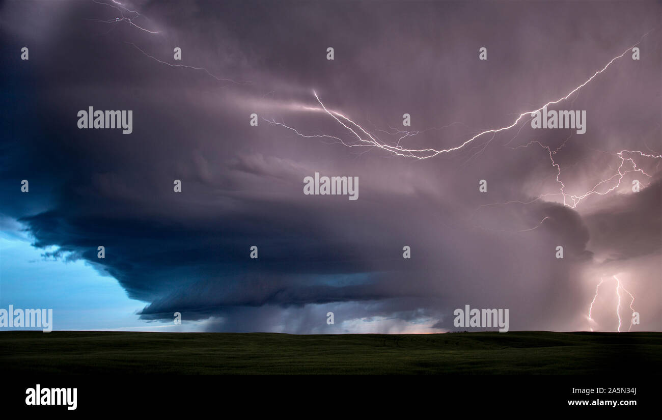 Lightning Storm Clouds Canada Saskatchewan Dramatic Summer Stock Photo ...