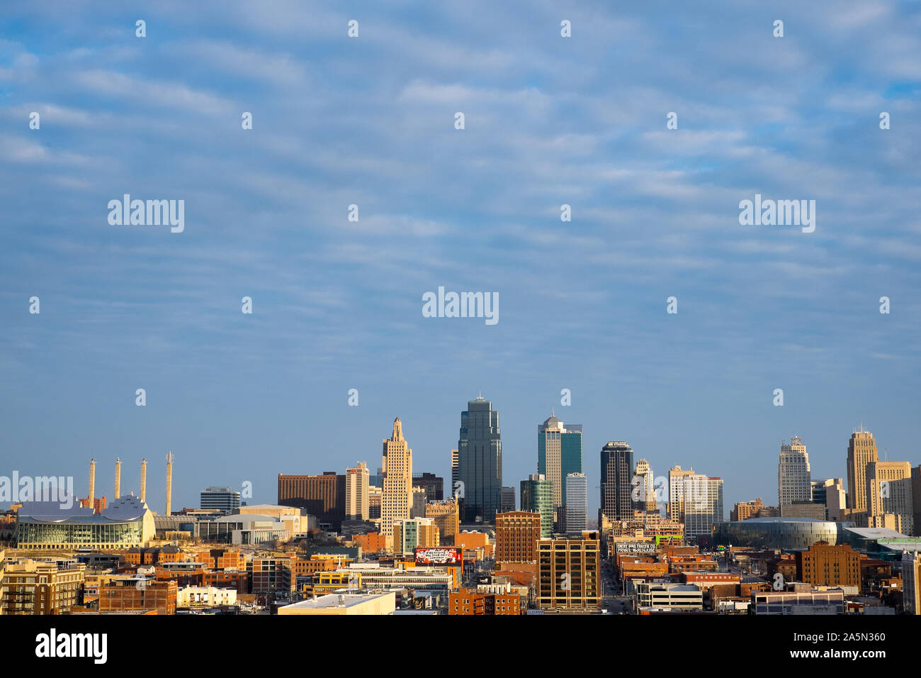 Rising above the Midwestern prairie, the Kansas City skyline ...