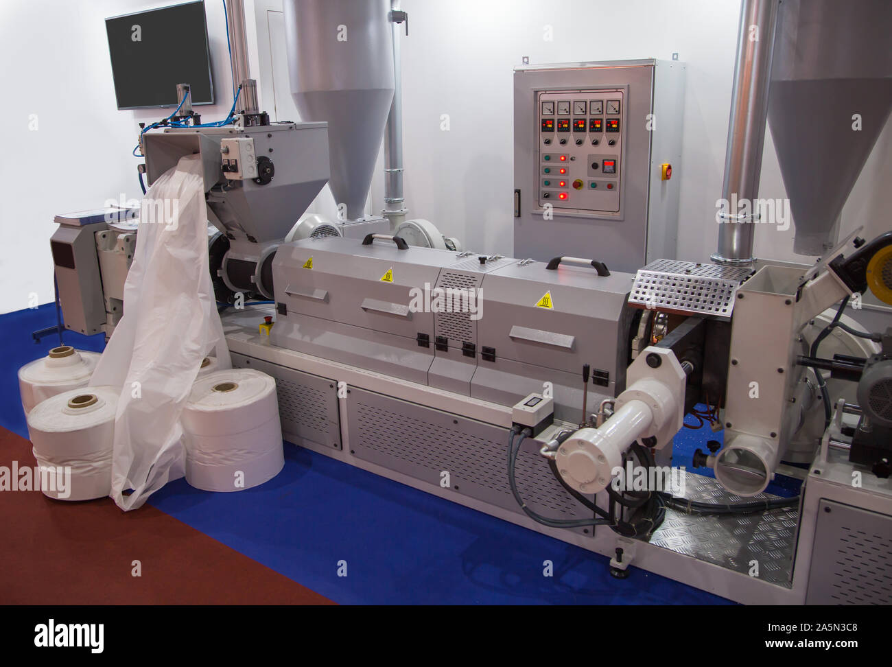 Compact recycling machine from waste plastic making granules Stock ...