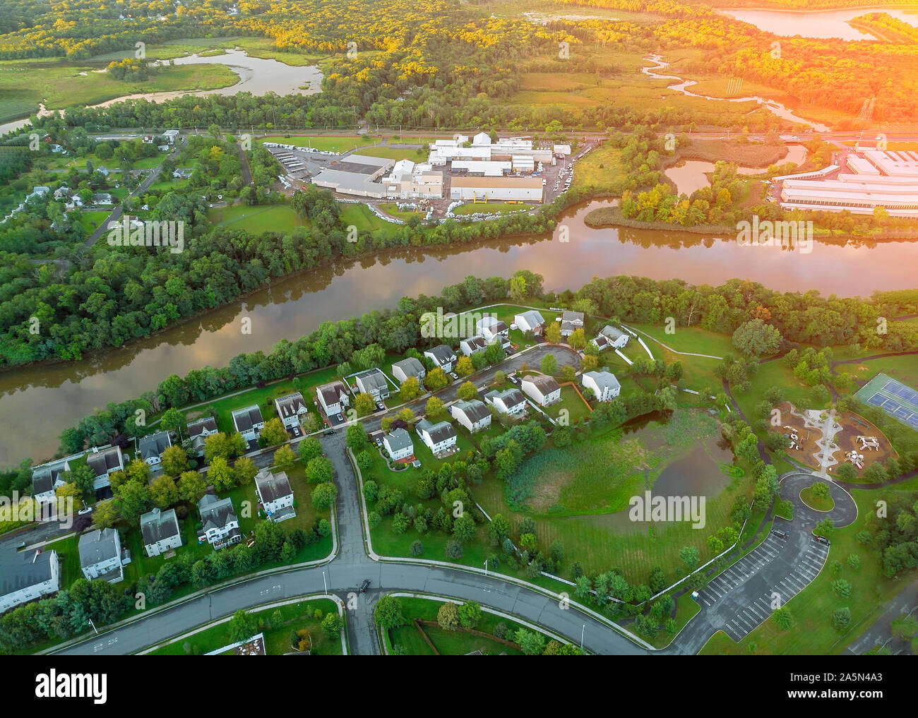 Wide panorama, aerial view with tall buildings, residential quarters ...
