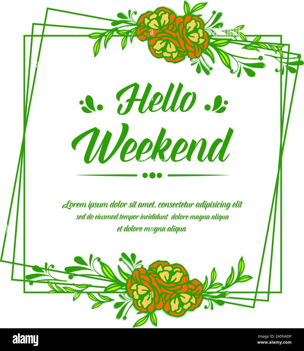 Various poster or banner for hello weekend, with wallpaper of green ...