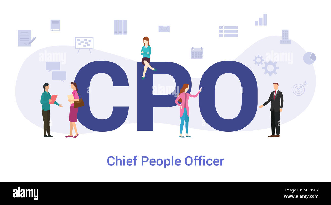 cpo chief people officer concept with big word or text and team people ...