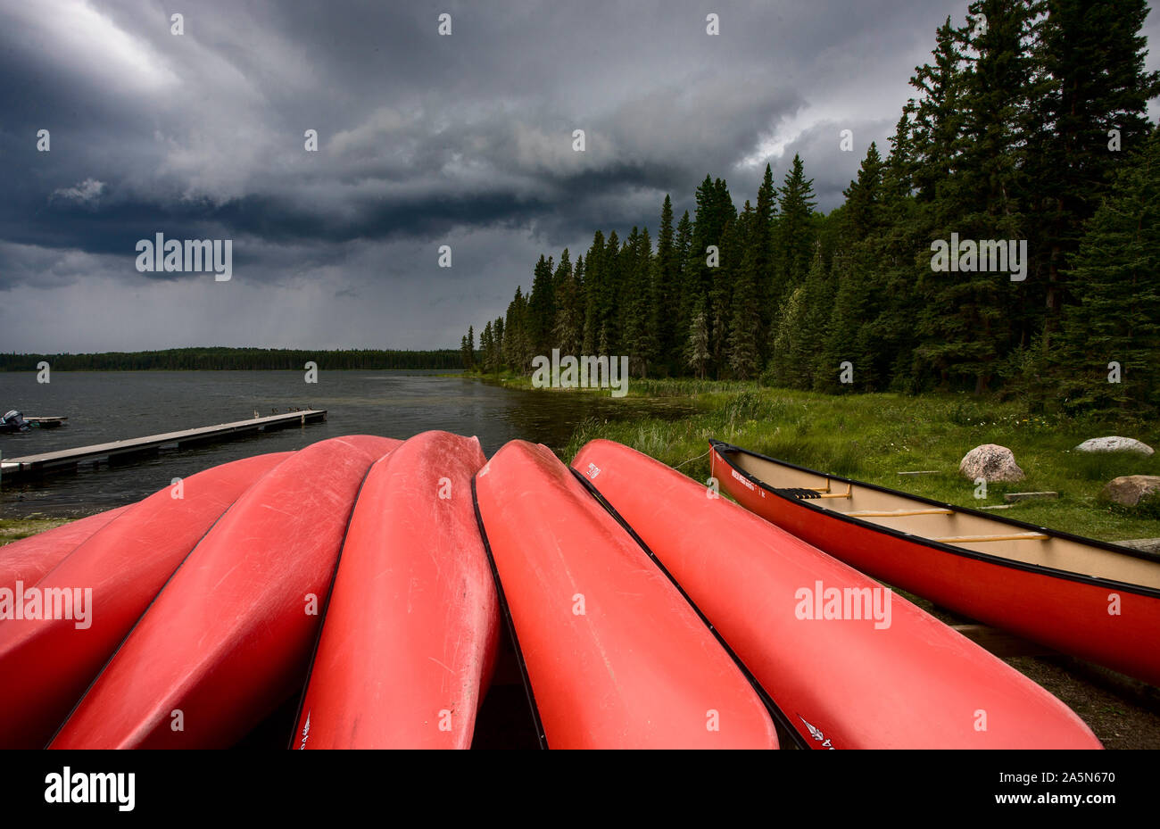 Northern Storm Clouds Canada Saskatchewan canoe rental Stock Photo - Alamy
