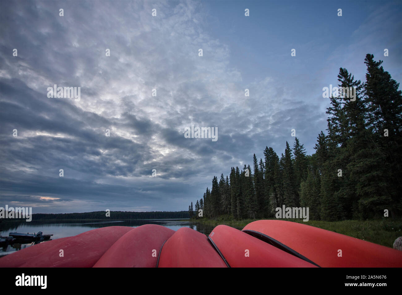 Northern Storm Clouds Canada Saskatchewan canoe rental Stock Photo - Alamy
