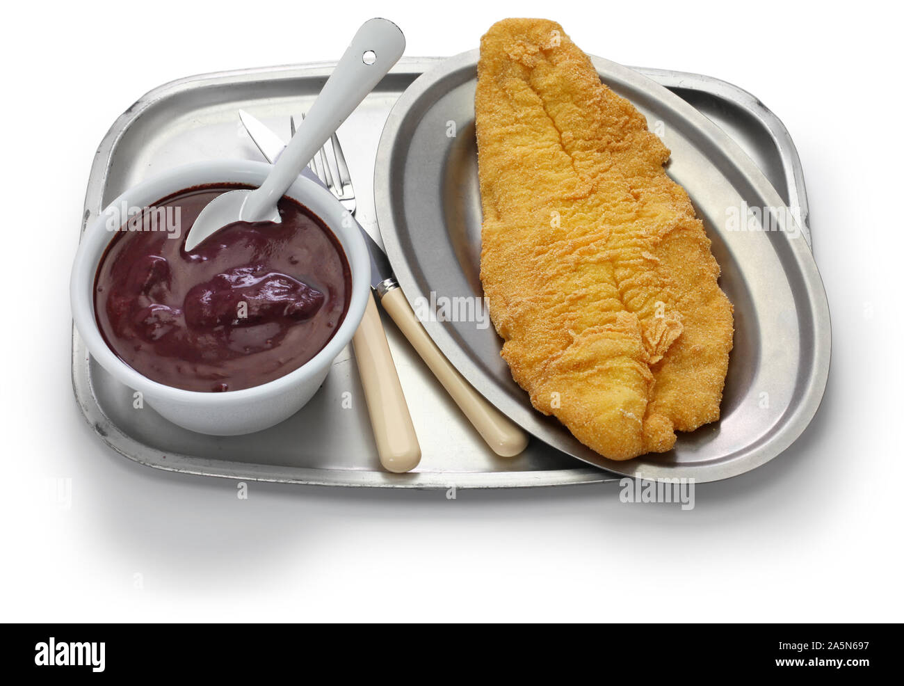 acai and fried catfish, brazilian food from amazon basin Stock Photo ...