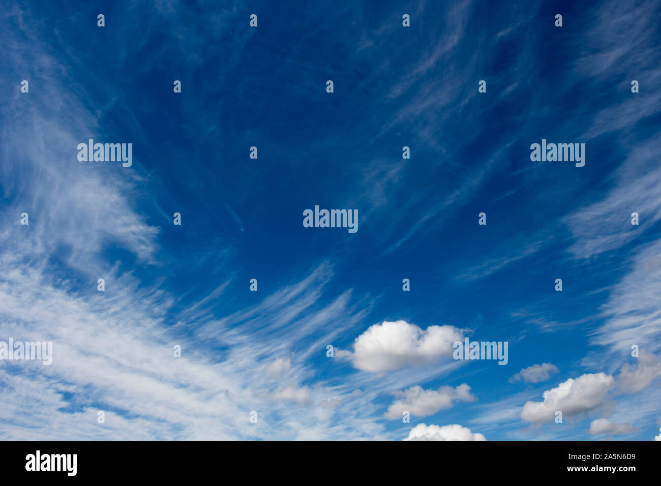 High white wispy cirrus cirro-stratus clouds in a blue Australian sky ...