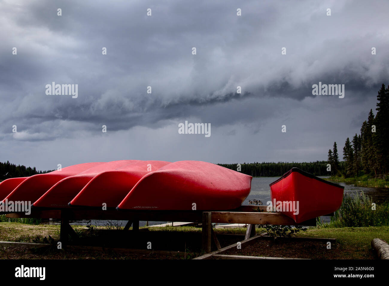 Northern Storm Clouds Canada Saskatchewan canoe rental Stock Photo - Alamy
