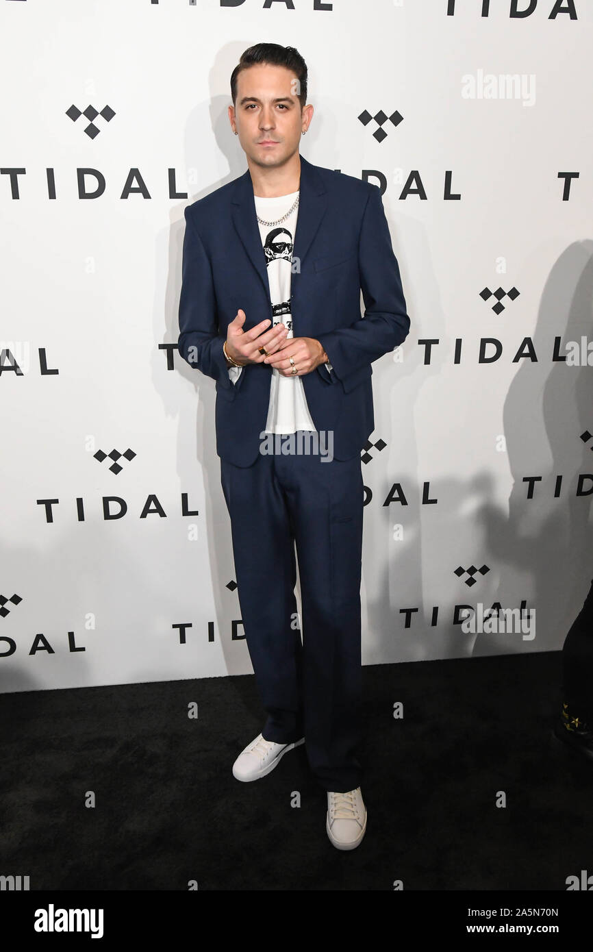 New York, NY, USA. 21st Oct, 2019. G - Eazy at TIDAL X Rock The Vote ...