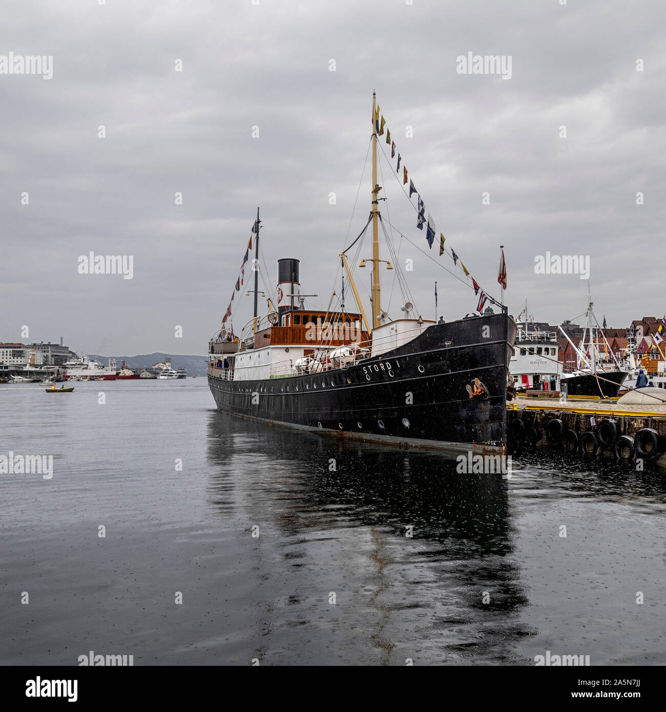 Veteran passenger steam ship Stord 1, built 1913. Berthed in the port ...