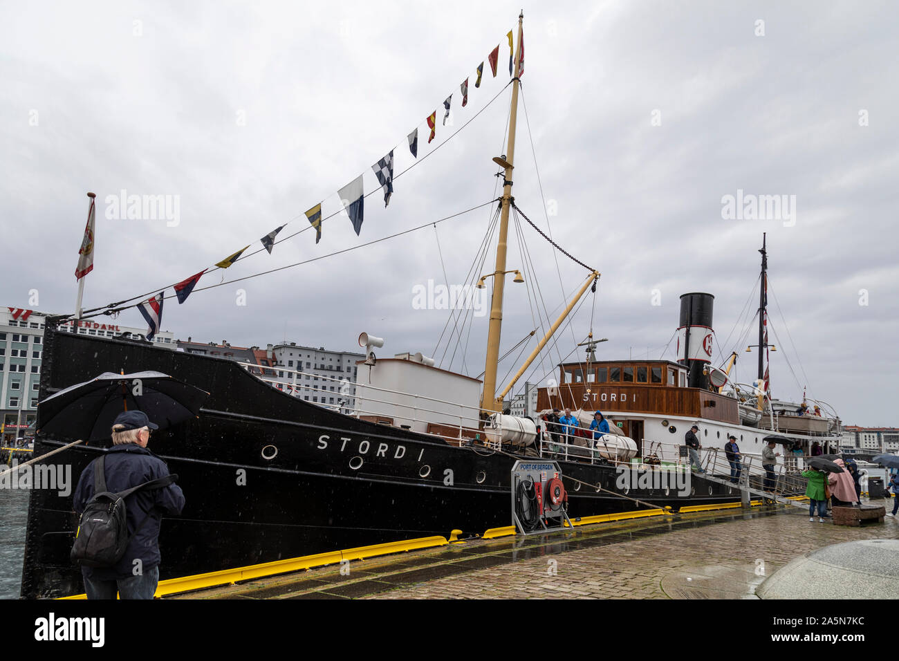 Veteran passenger steam ship Stord 1, built 1913. Berthed in the port ...