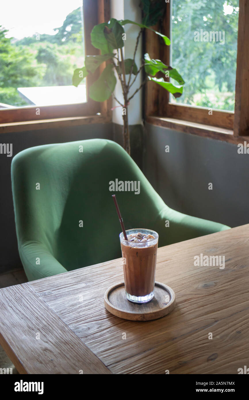 Delicious iced coffee and milk chocolate melt drink, stock photo Stock ...