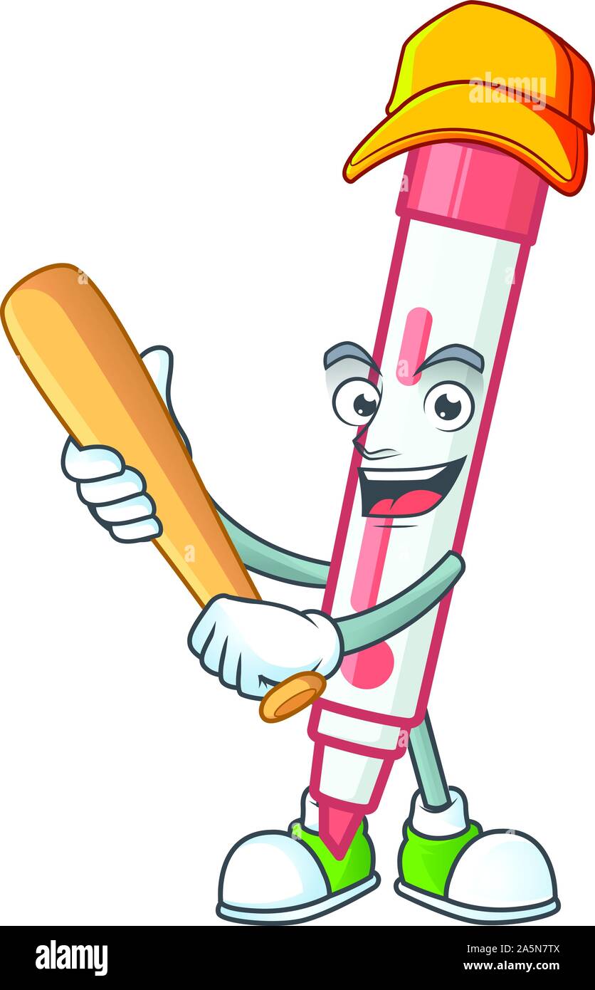 Playing baseball red white board marker in cartoon Stock Vector Image ...