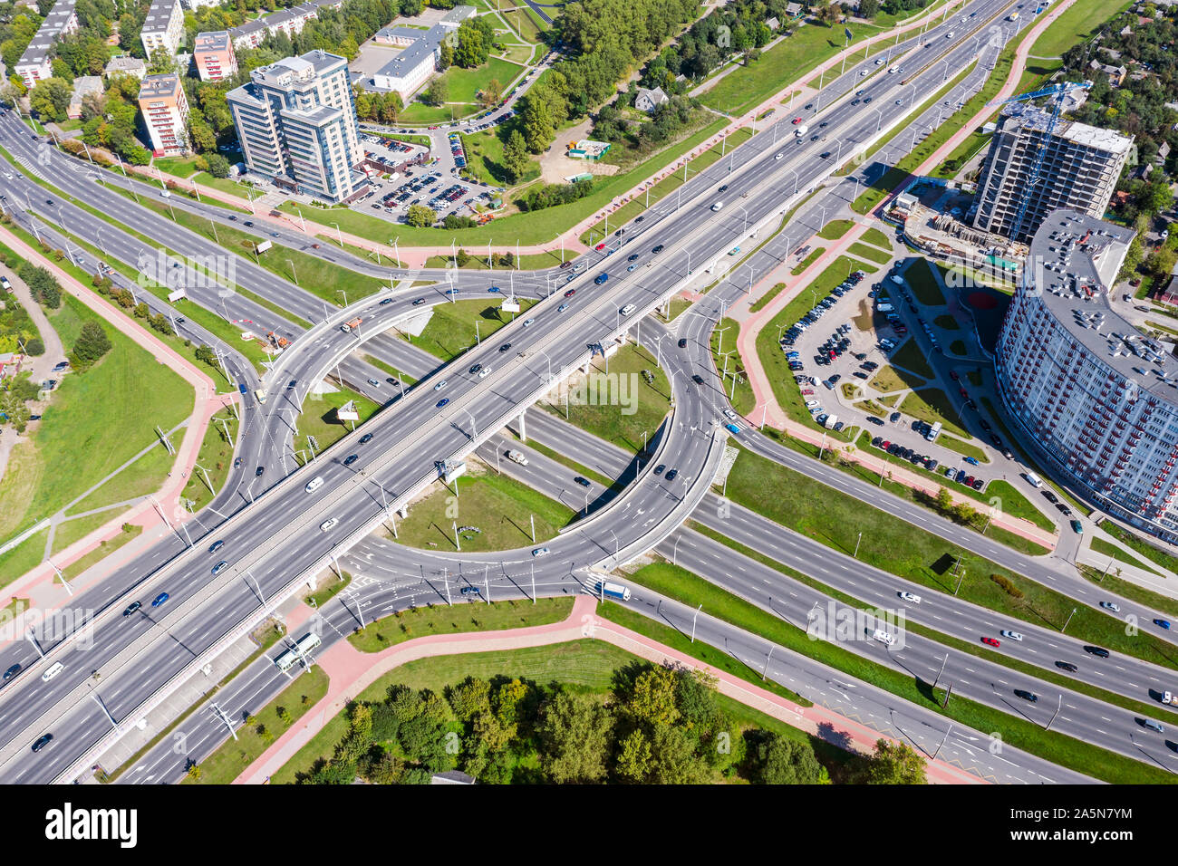 Drone roundabout traffic view hi-res stock photography and images - Alamy