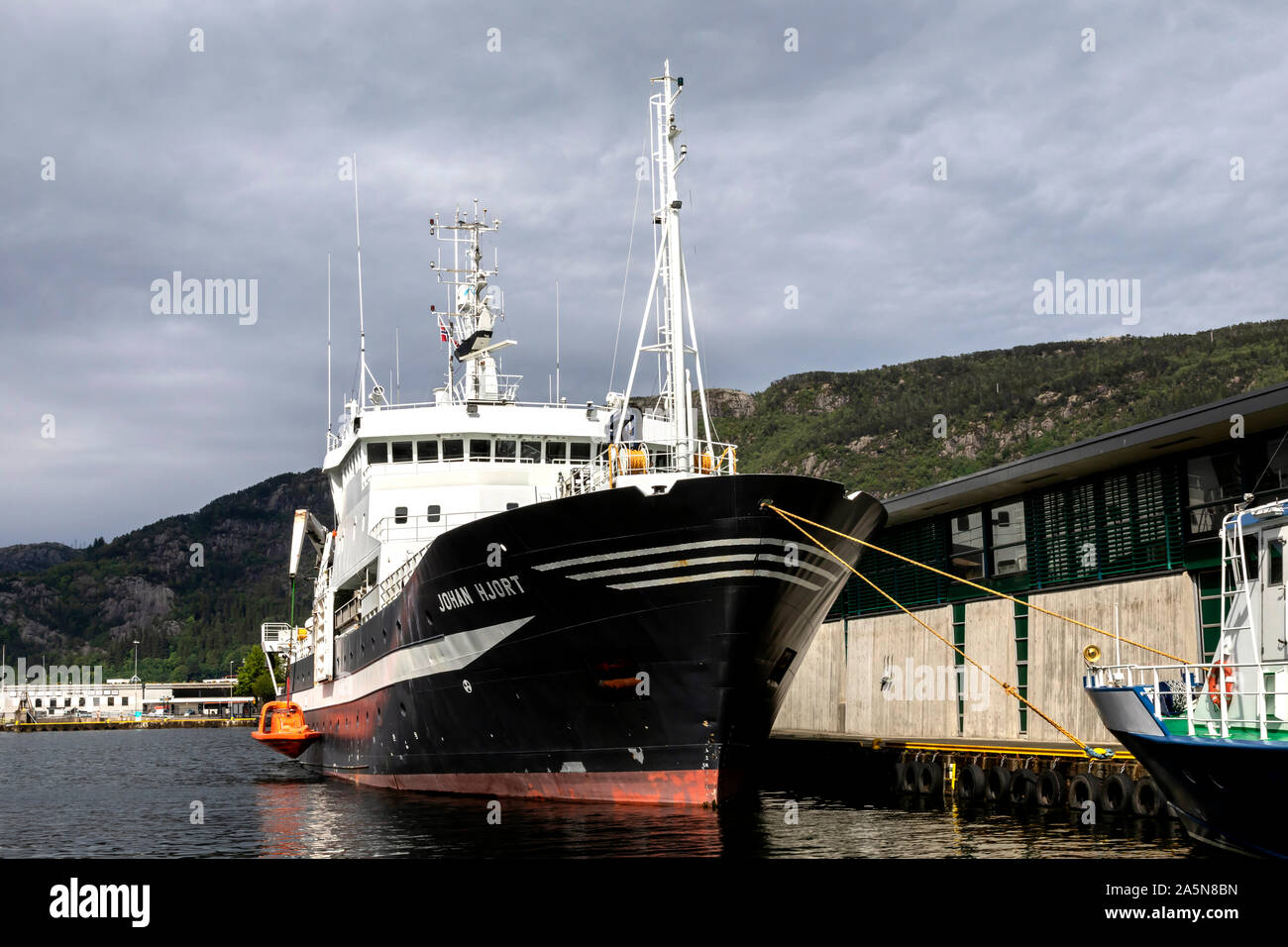 Fishery research and survey vessel Johan Hjort in the port of Bergen ...