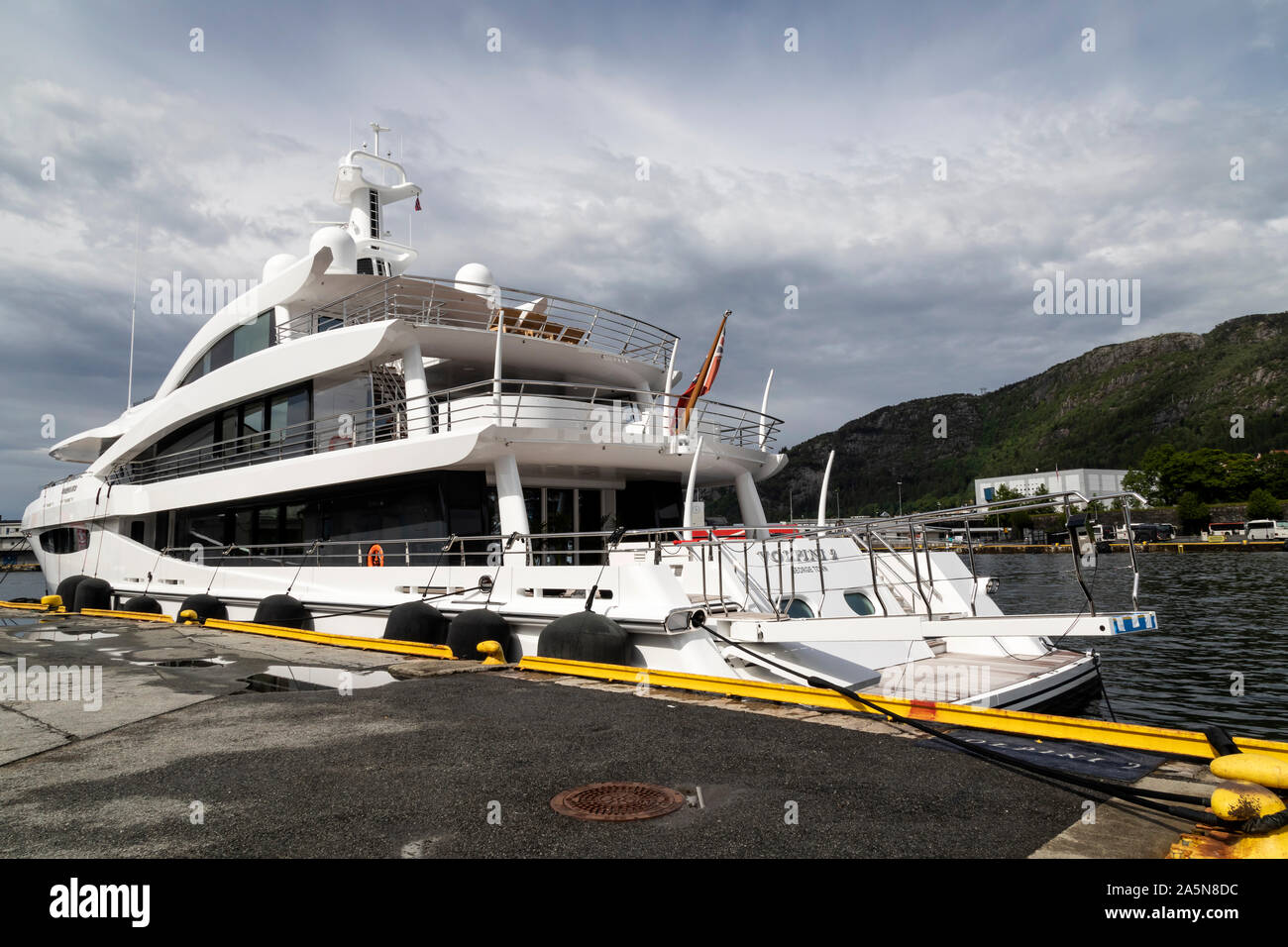 Super yacht Volpini 2 in the port of Bergen, Norway Stock Photo - Alamy