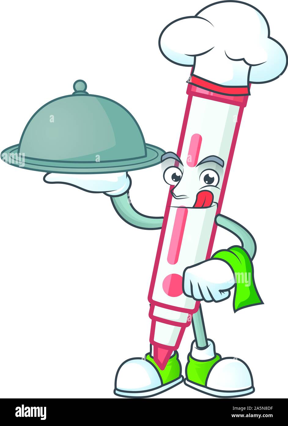 Chef with food red white board marker the character Stock Vector Image ...