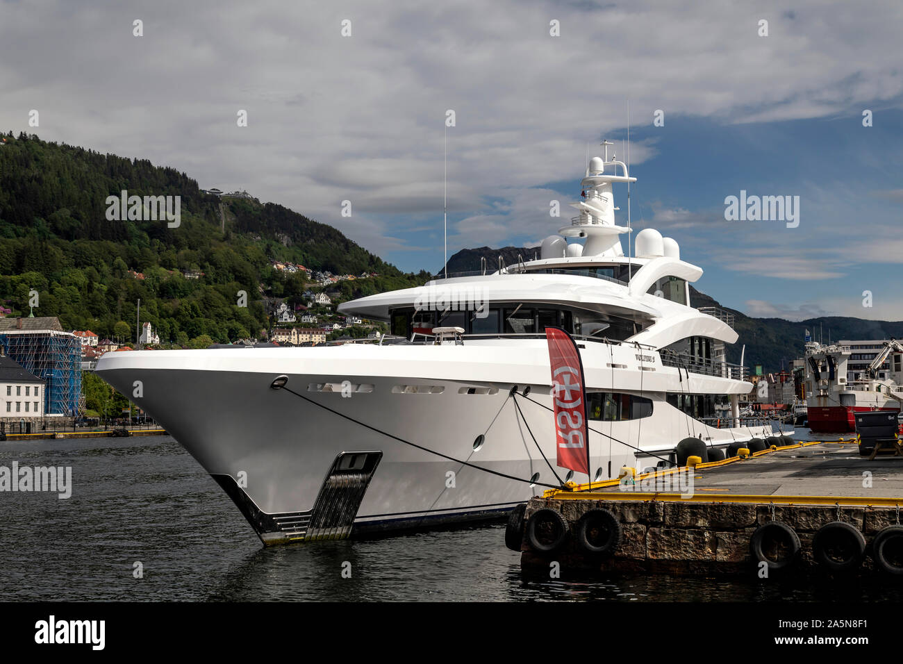 Super yacht Volpini 2 in the port of Bergen, Norway Stock Photo - Alamy