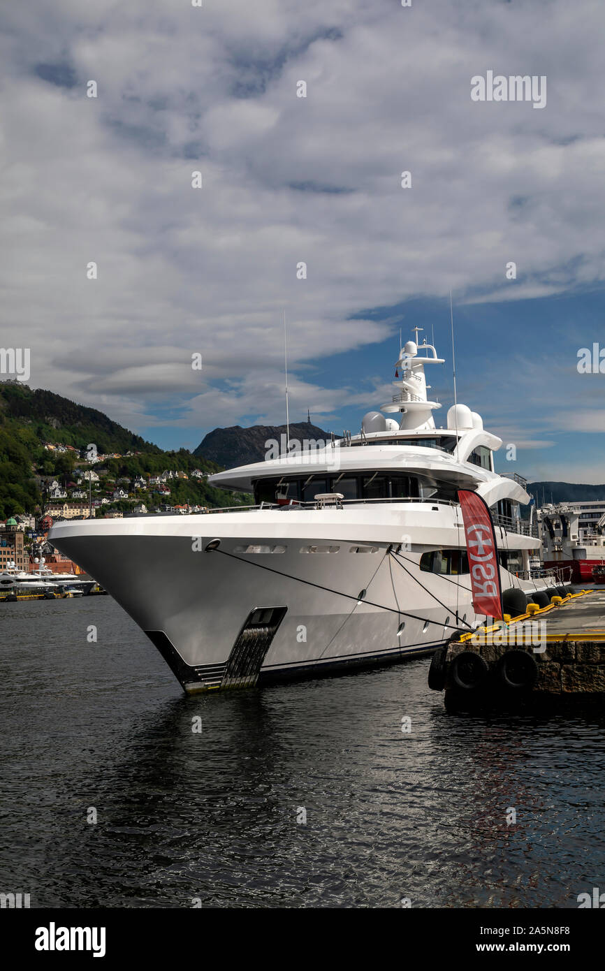 Super yacht Volpini 2 in the port of Bergen, Norway Stock Photo - Alamy