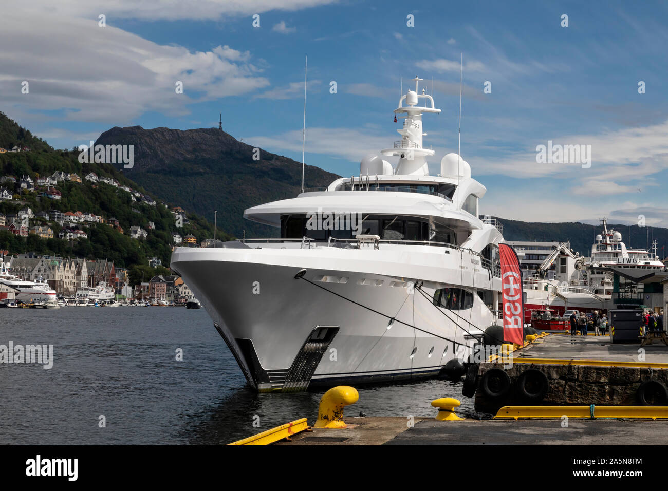 Super yacht Volpini 2 in the port of Bergen, Norway Stock Photo - Alamy