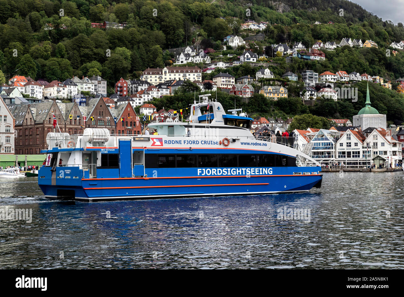 High speed passenger catamaran Rygertroll arriving in the port of ...