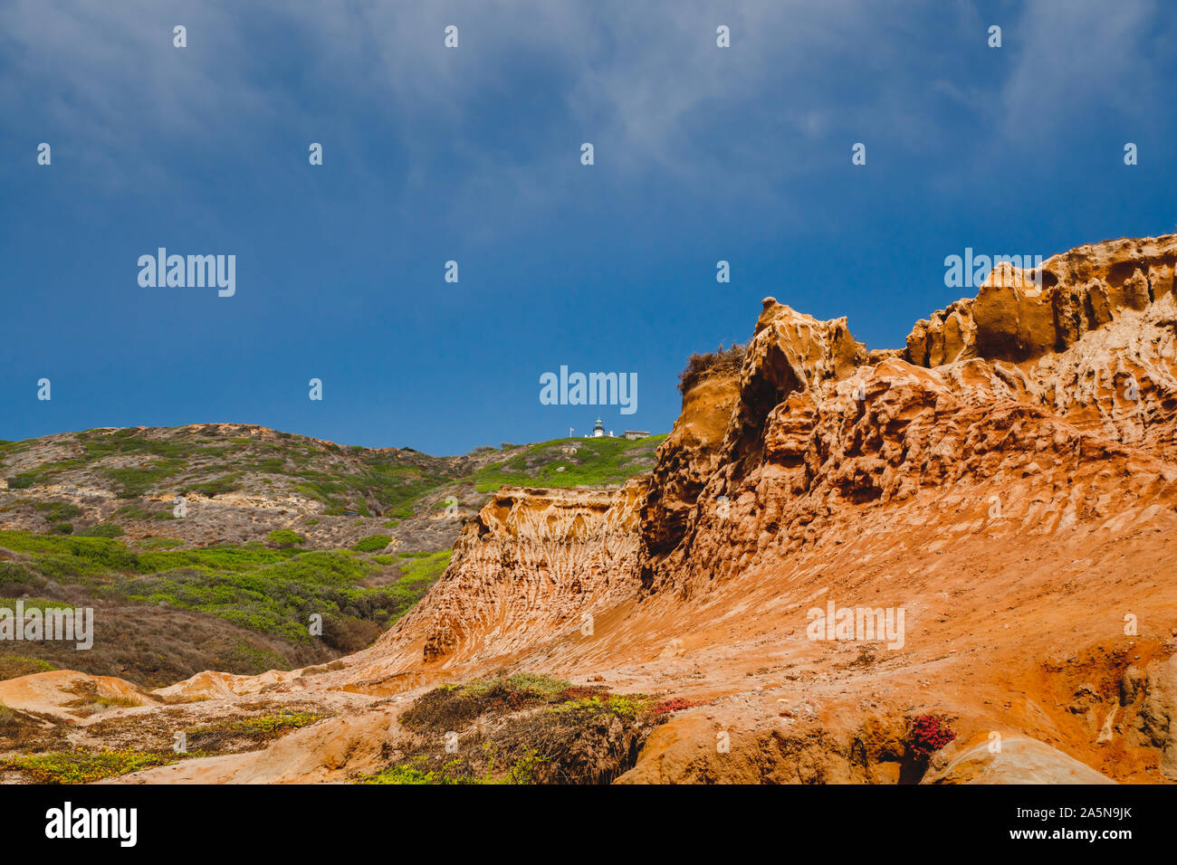 Sandstone cliffs at Point Loma, San Diego Peninsula. Cabrillo National ...