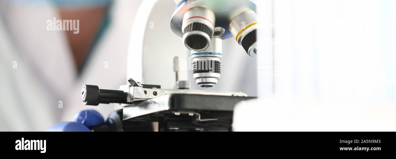 Head microscope on the background laboratory Stock Photo - Alamy