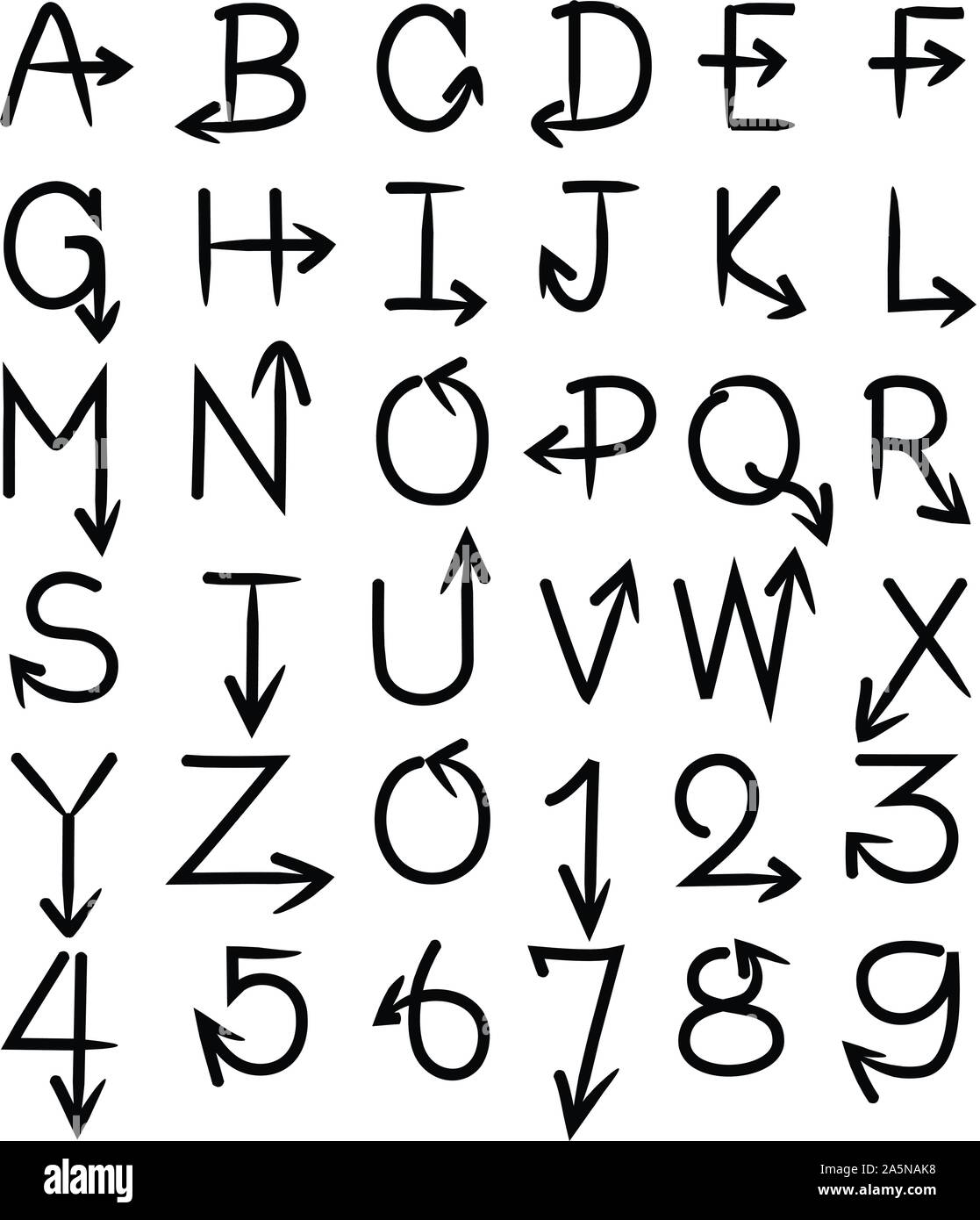 brush hand drawn arrow font Stock Vector Image & Art - Alamy