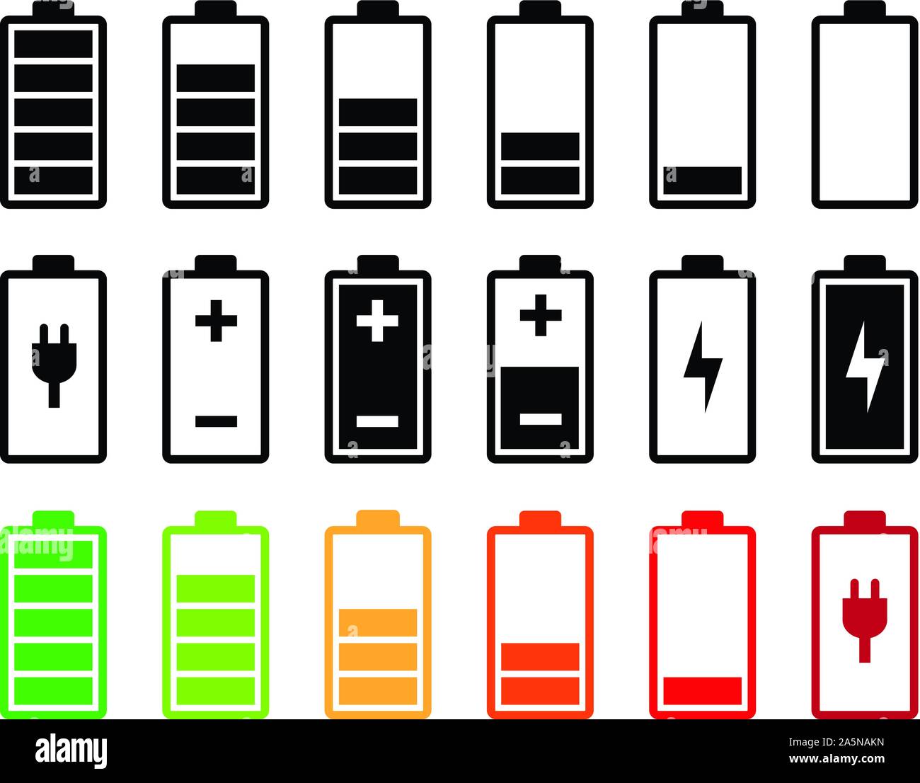 battery icon set Stock Vector Image & Art - Alamy