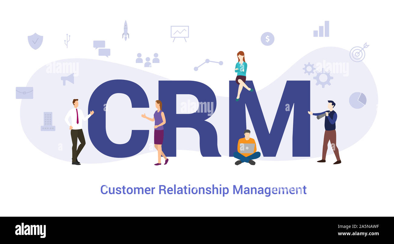 crm customer relationship management concept with big word or text and ...