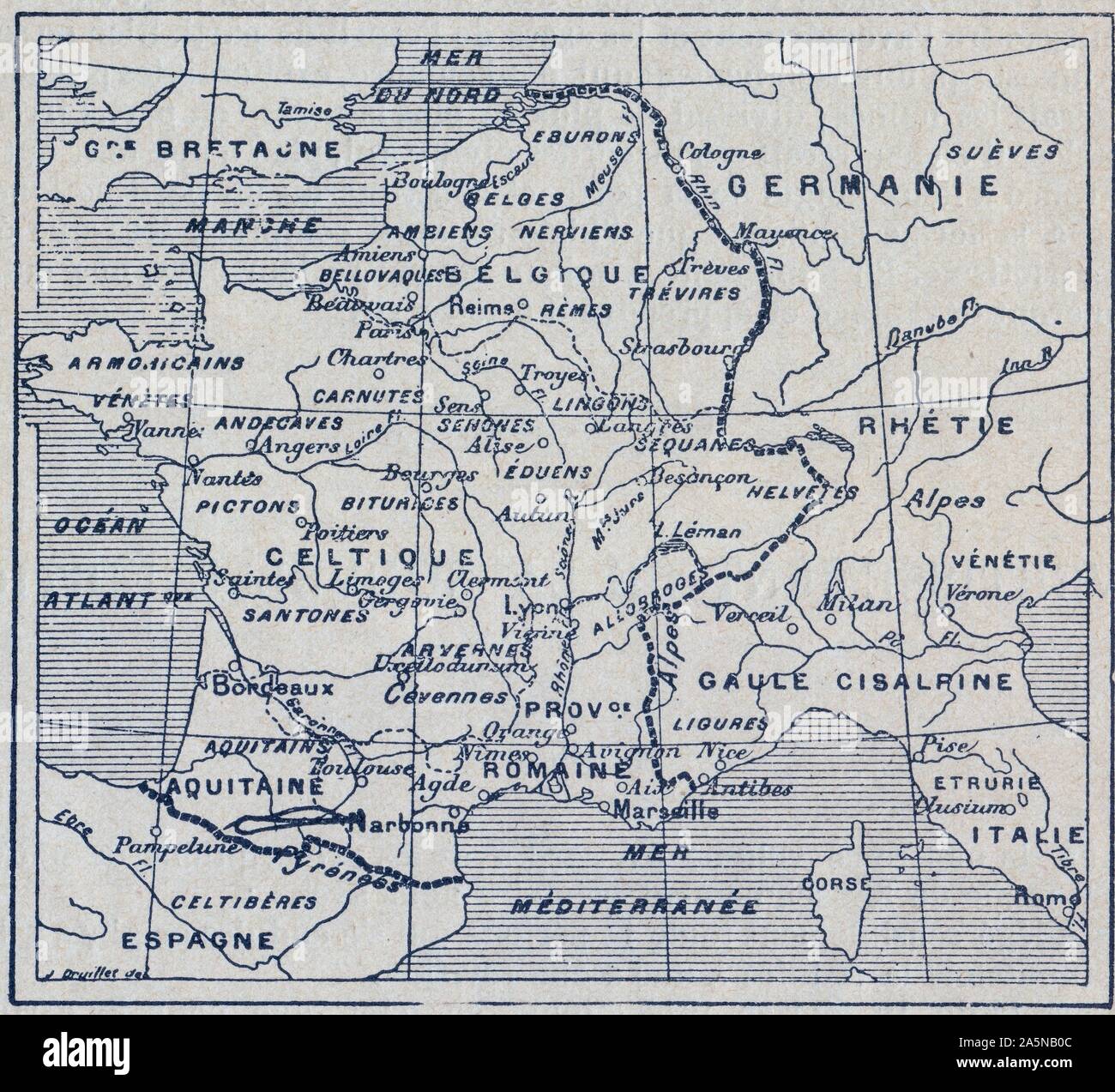 Carte De La Gaule Old Map Of Ancient Gaul By N. Sanson D'Abbeville