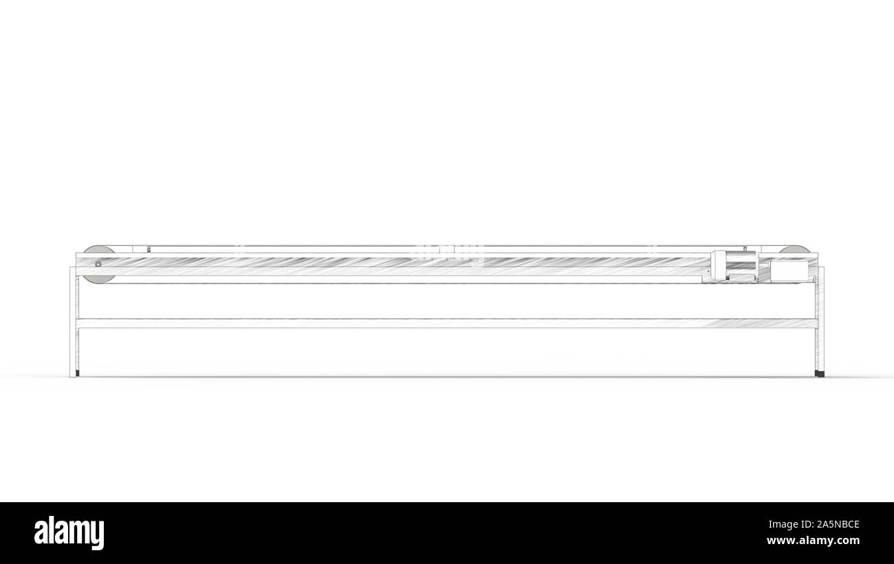 sketch line illustration of a manufacturing conveyor belt isolated in ...