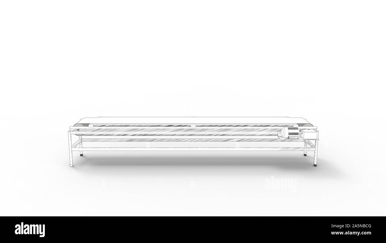 sketch line illustration of a manufacturing conveyor belt isolated in ...