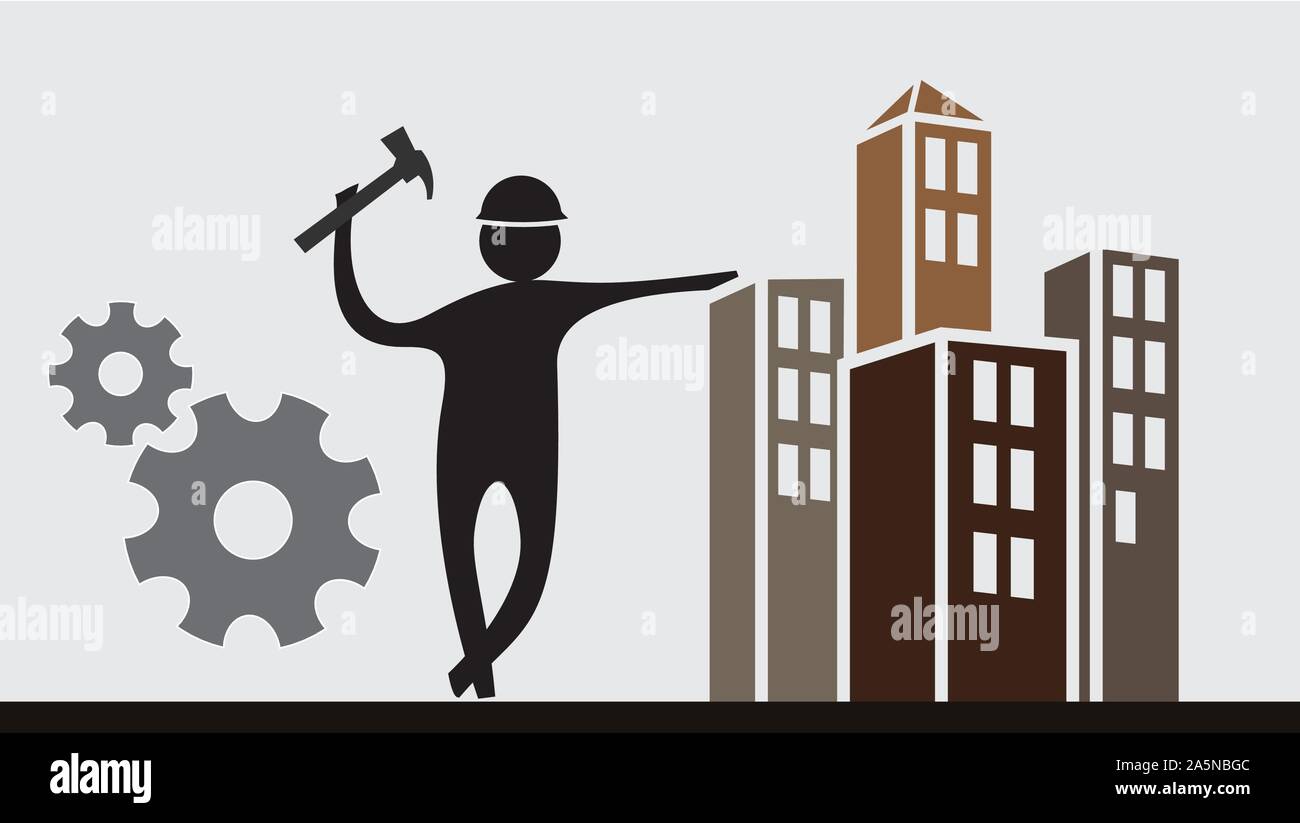Silhouette of man working with hammer hi-res stock photography and ...