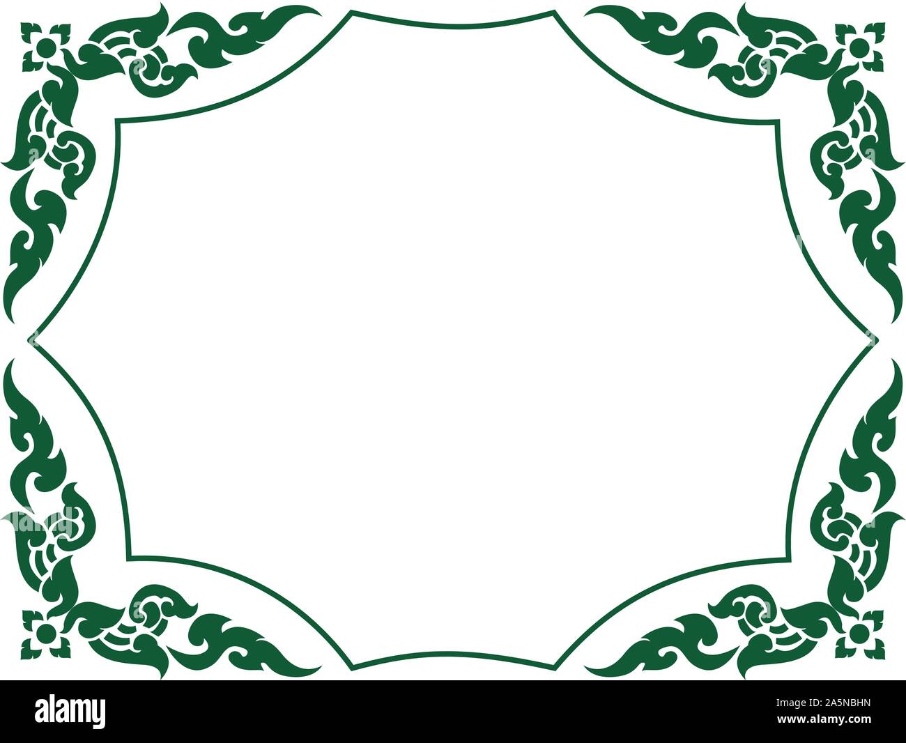 artistic corner vector frame of Thai pattern, green vintage style Stock ...