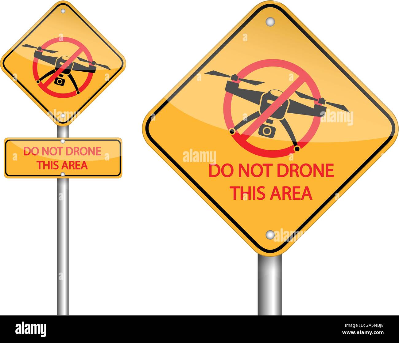 do not drone this area pole sign on white background Stock Vector Image ...