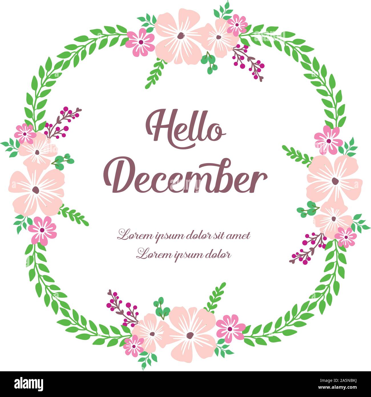 Decorative of seamless green leafy flower frame, for pattern card hello ...