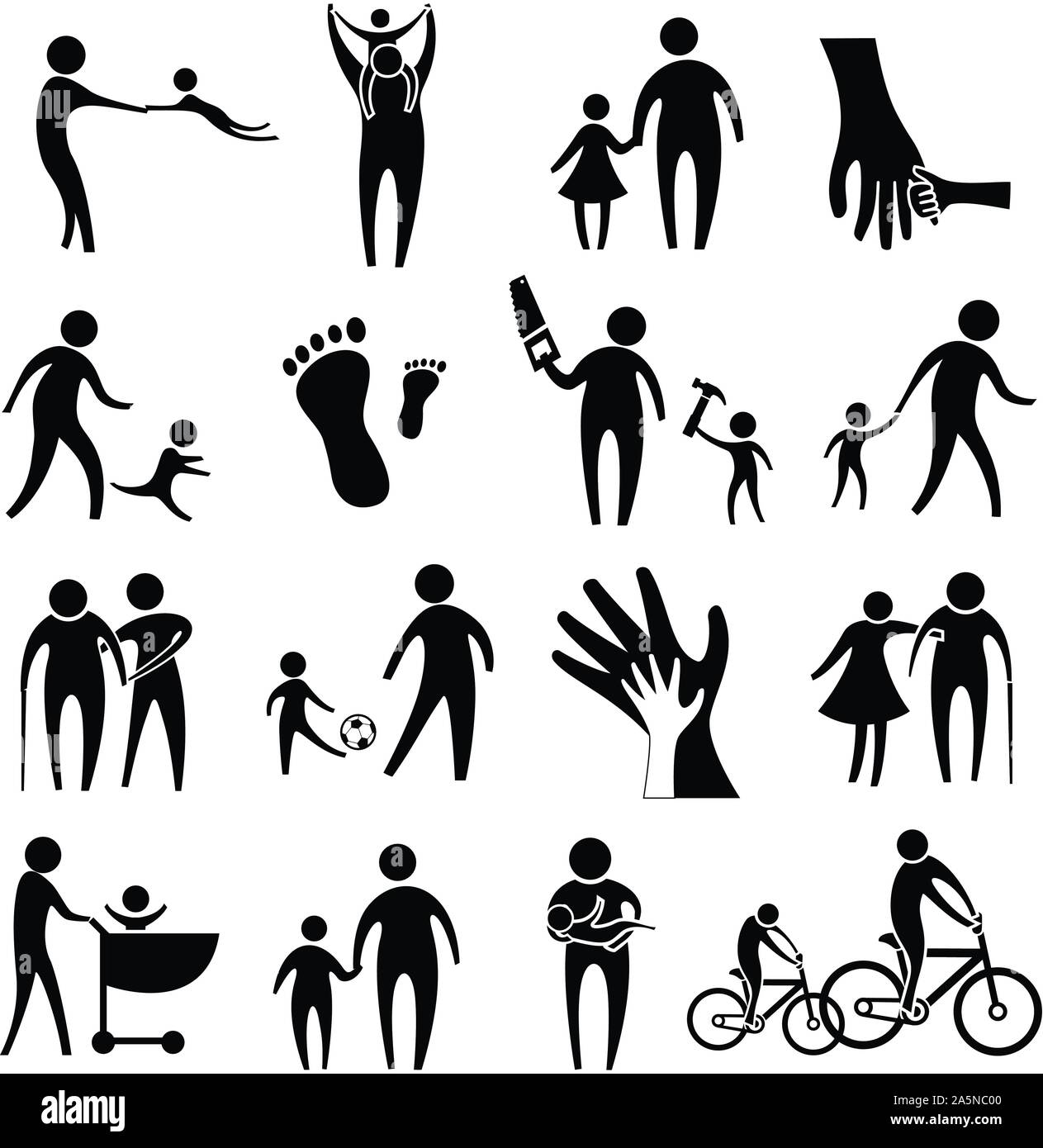 activity of father and child icon set, father day concept Stock Vector ...